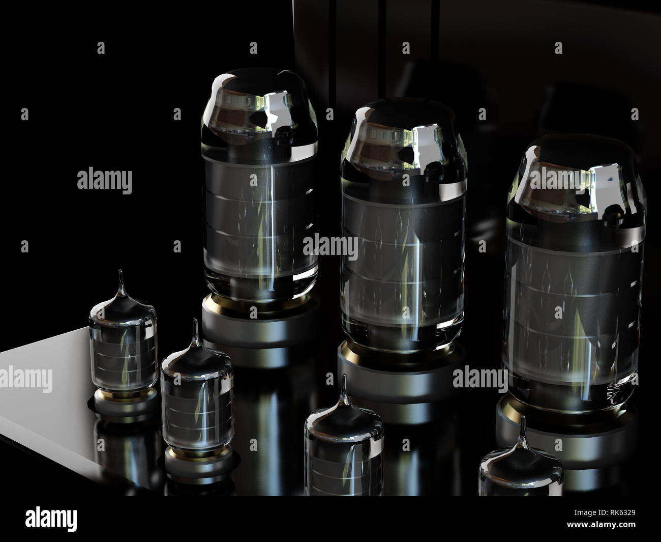 Rank of old radio tubes. High resolution image. 3d illustration Stock ...