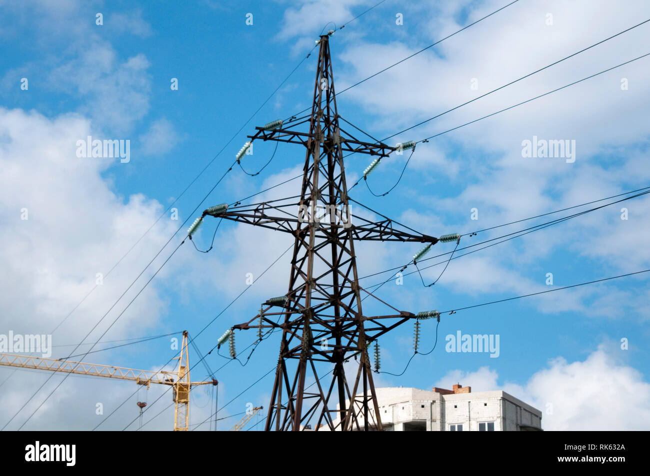 High resolution image. Electric tower against the blue sky Stock Photo ...