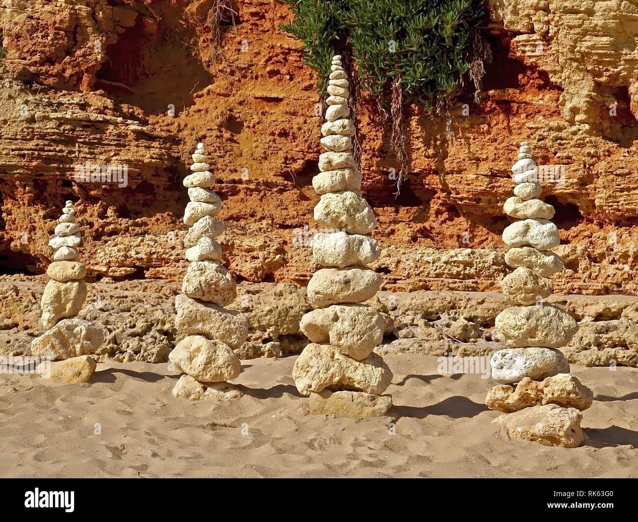Piles of Stones, pebbles or stack of stones at the beach stand for ...