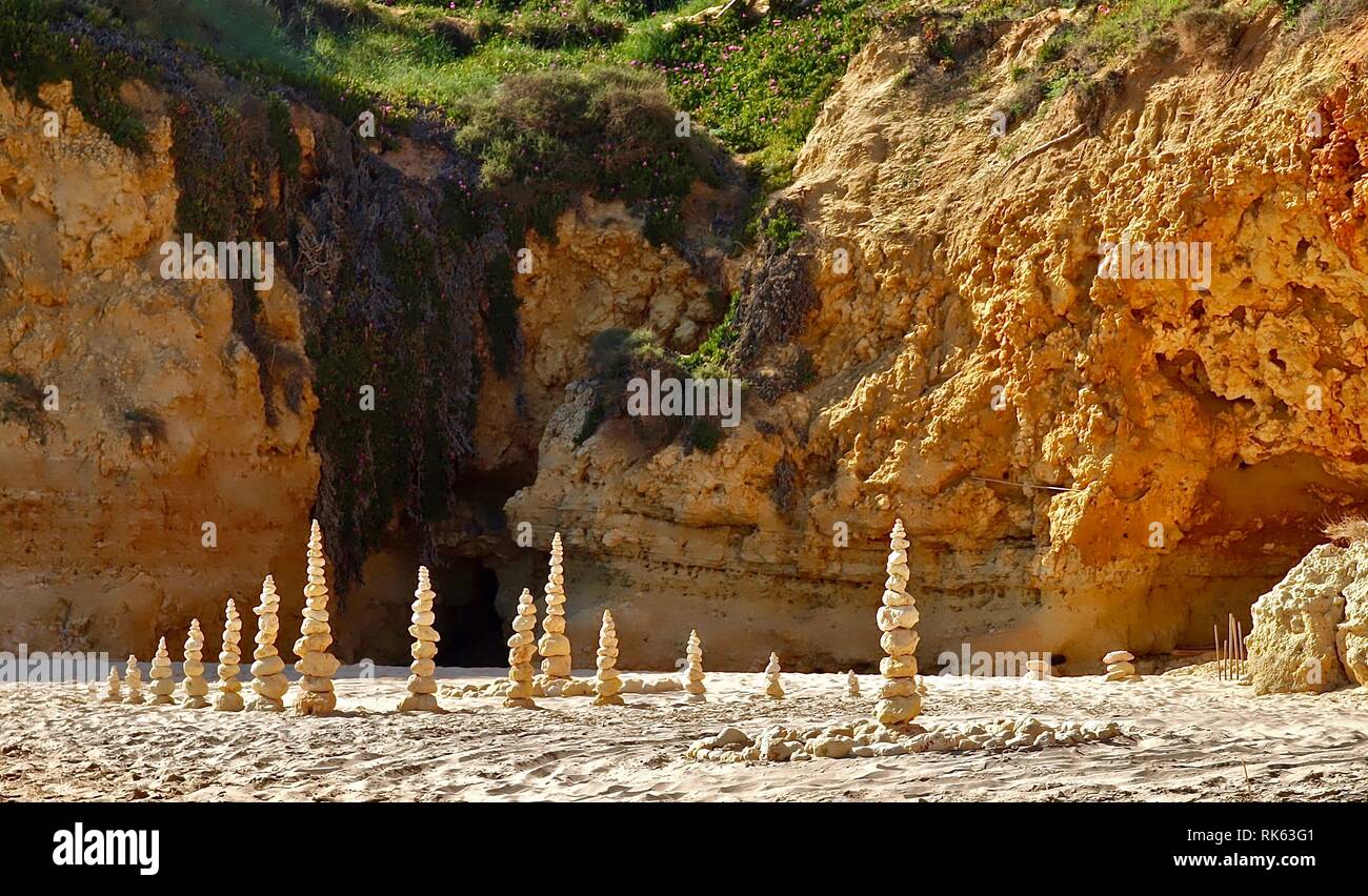 Piles of Stones, pebbles or stack of stones at the beach stand for ...