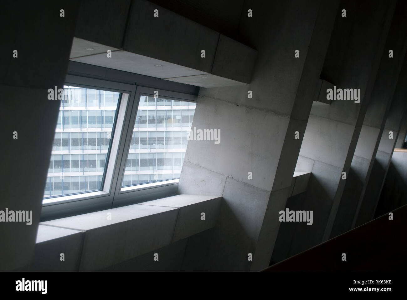 Windows from the inside of Tate Modern art gallery in London Stock ...