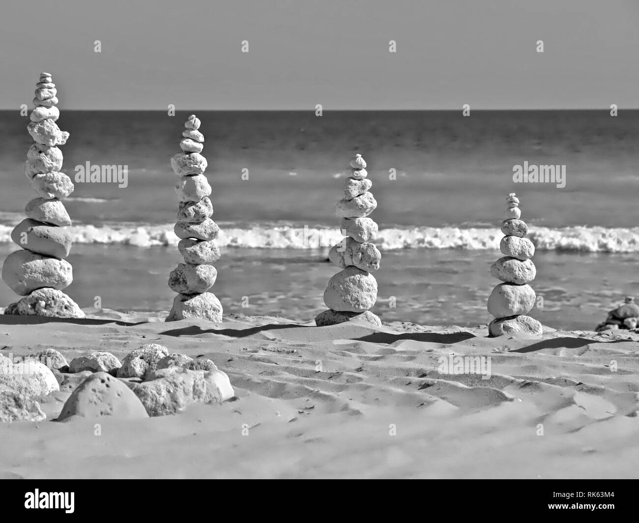 Piles of Stones, pebbles or stack of stones at the beach stand for ...