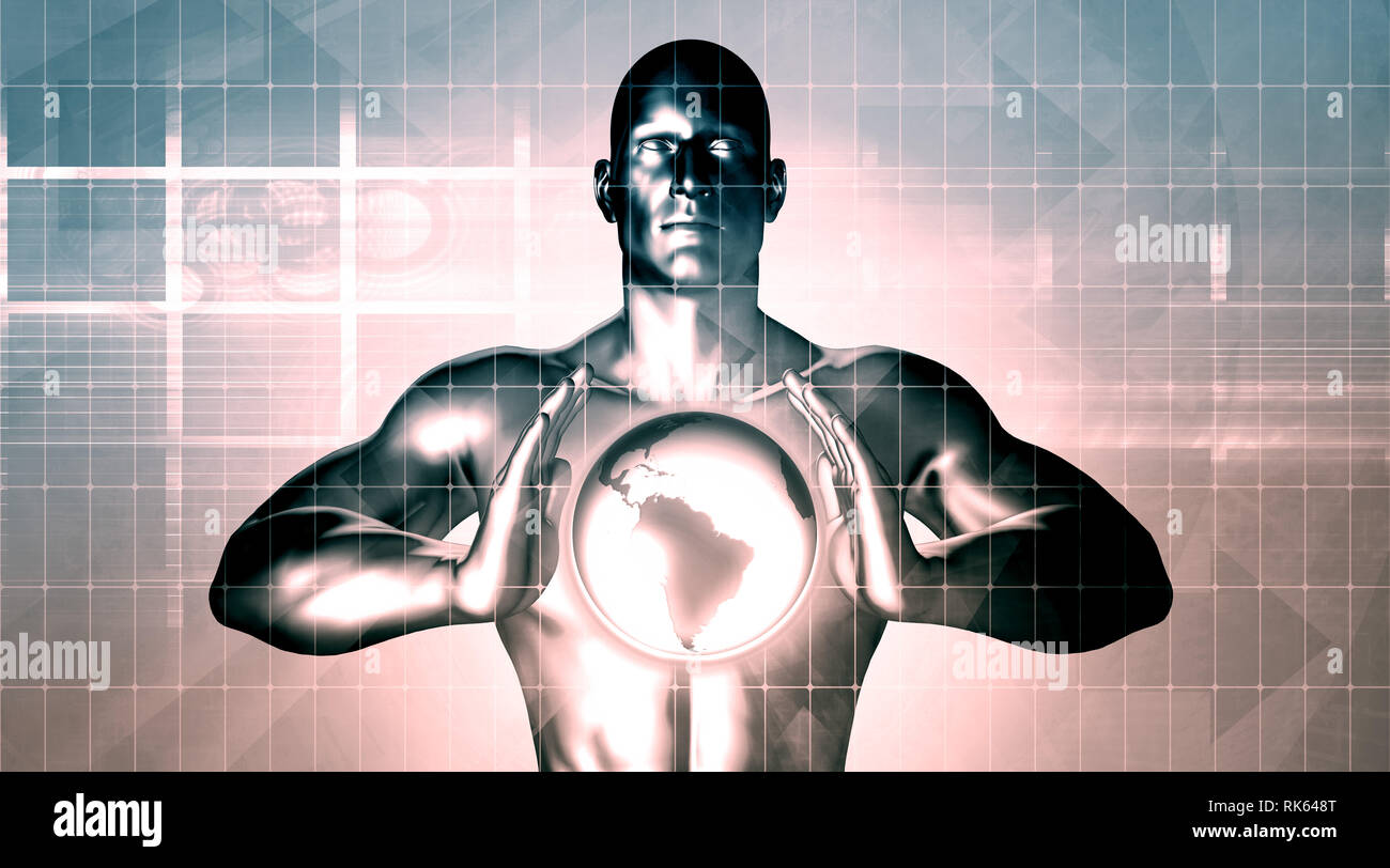 Businessman Holding the World in His Hands Illustration Stock Photo - Alamy