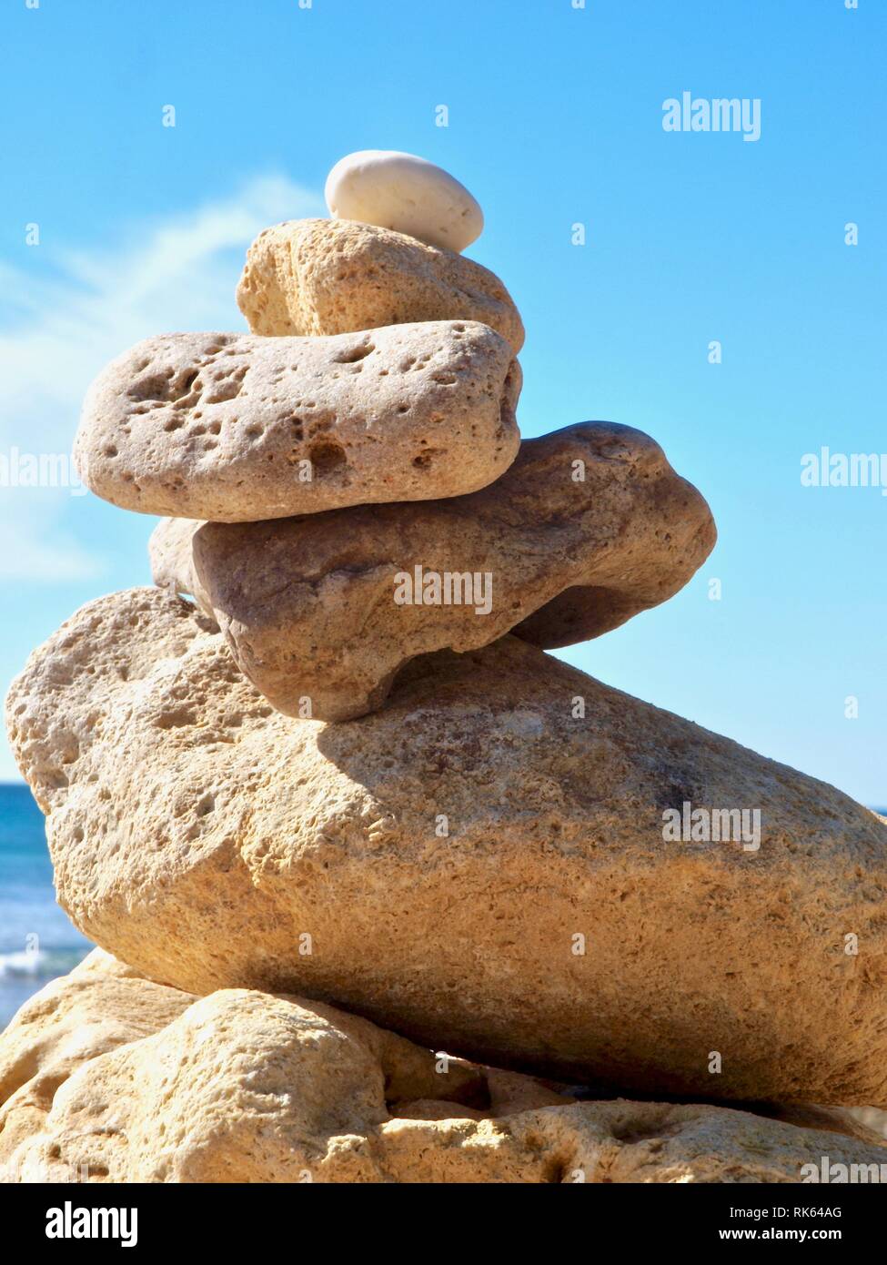 Piles of Stones, pebbles or stack of stones at the beach stand for ...