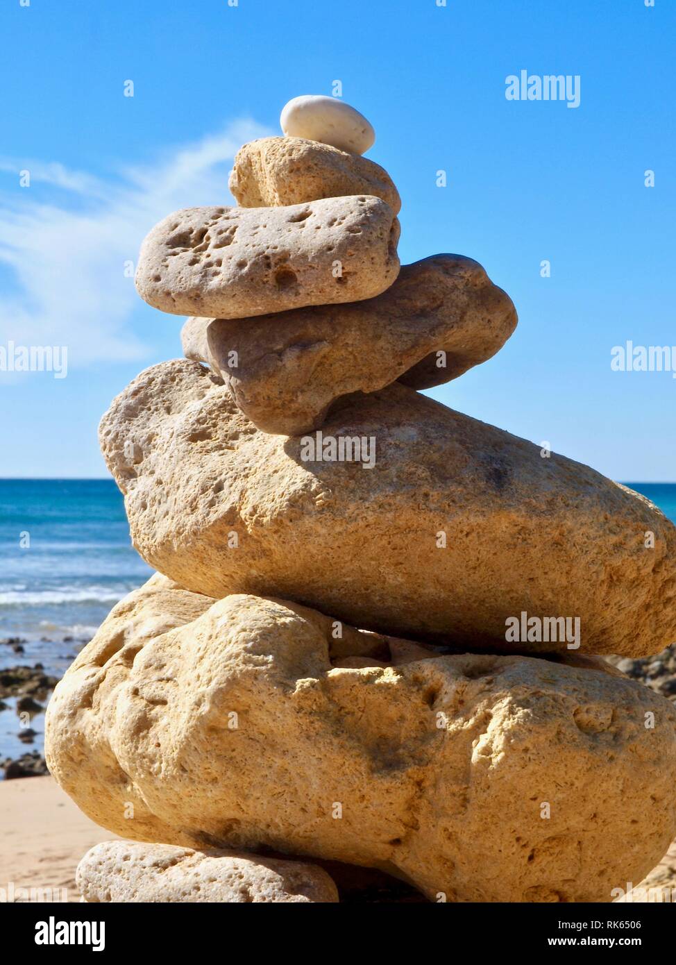 Piles of Stones, pebbles or stack of stones at the beach stand for ...