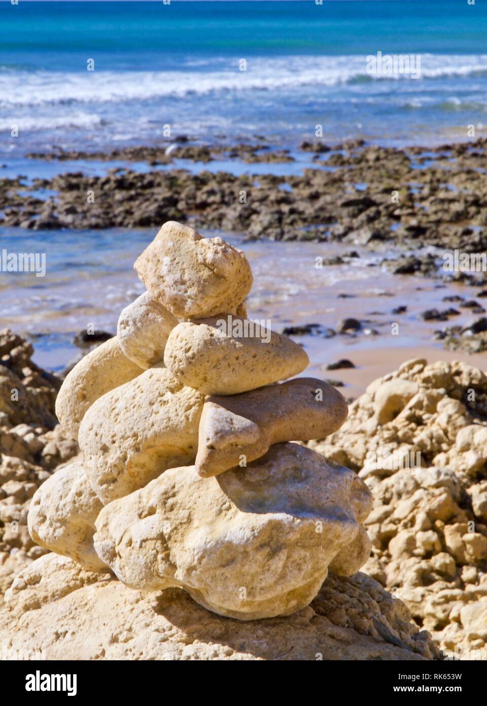 Piles of Stones, pebbles or stack of stones at the beach stand for ...