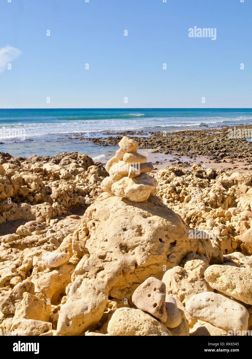 Piles of Stones, pebbles or stack of stones at the beach stand for ...
