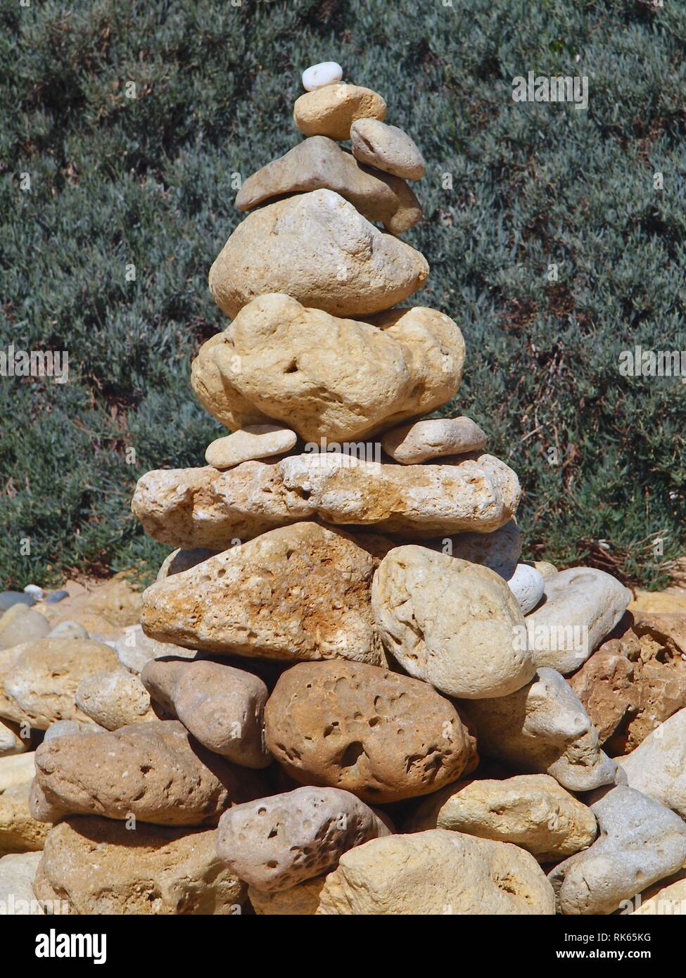 Piles of Stones, pebbles or stack of stones at the beach stand for ...