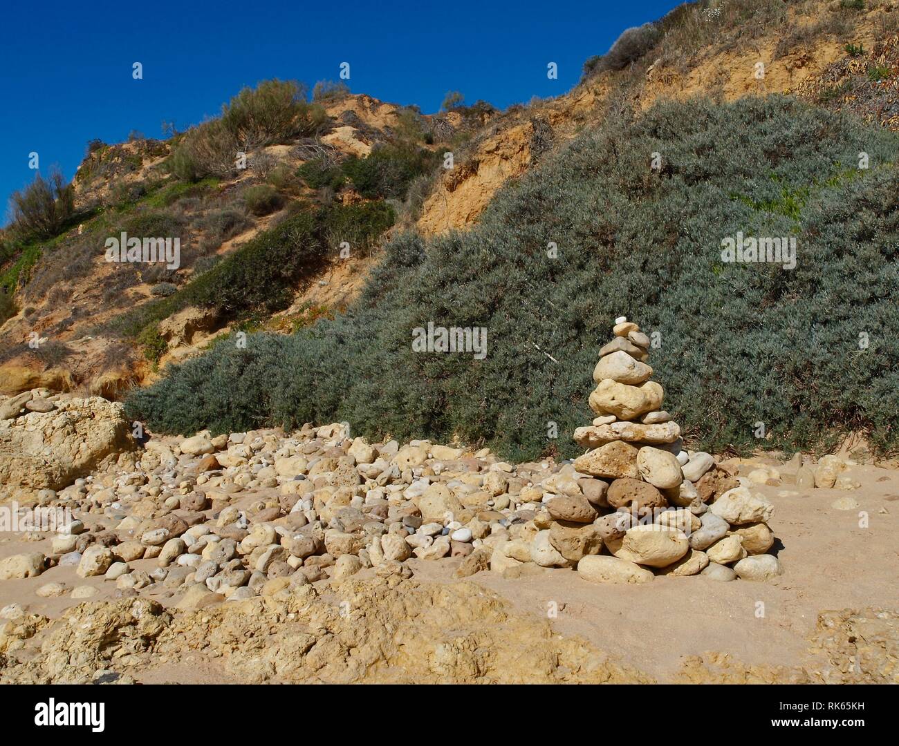 Piles of Stones, pebbles or stack of stones at the beach stand for ...