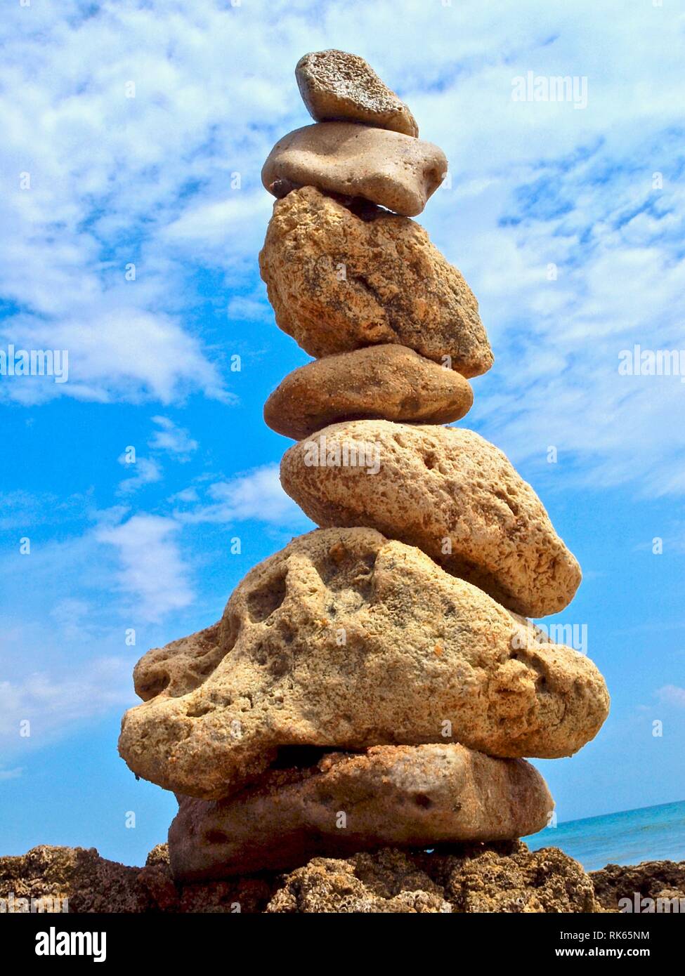 Piles of Stones, pebbles or stack of stones at the beach stand for ...