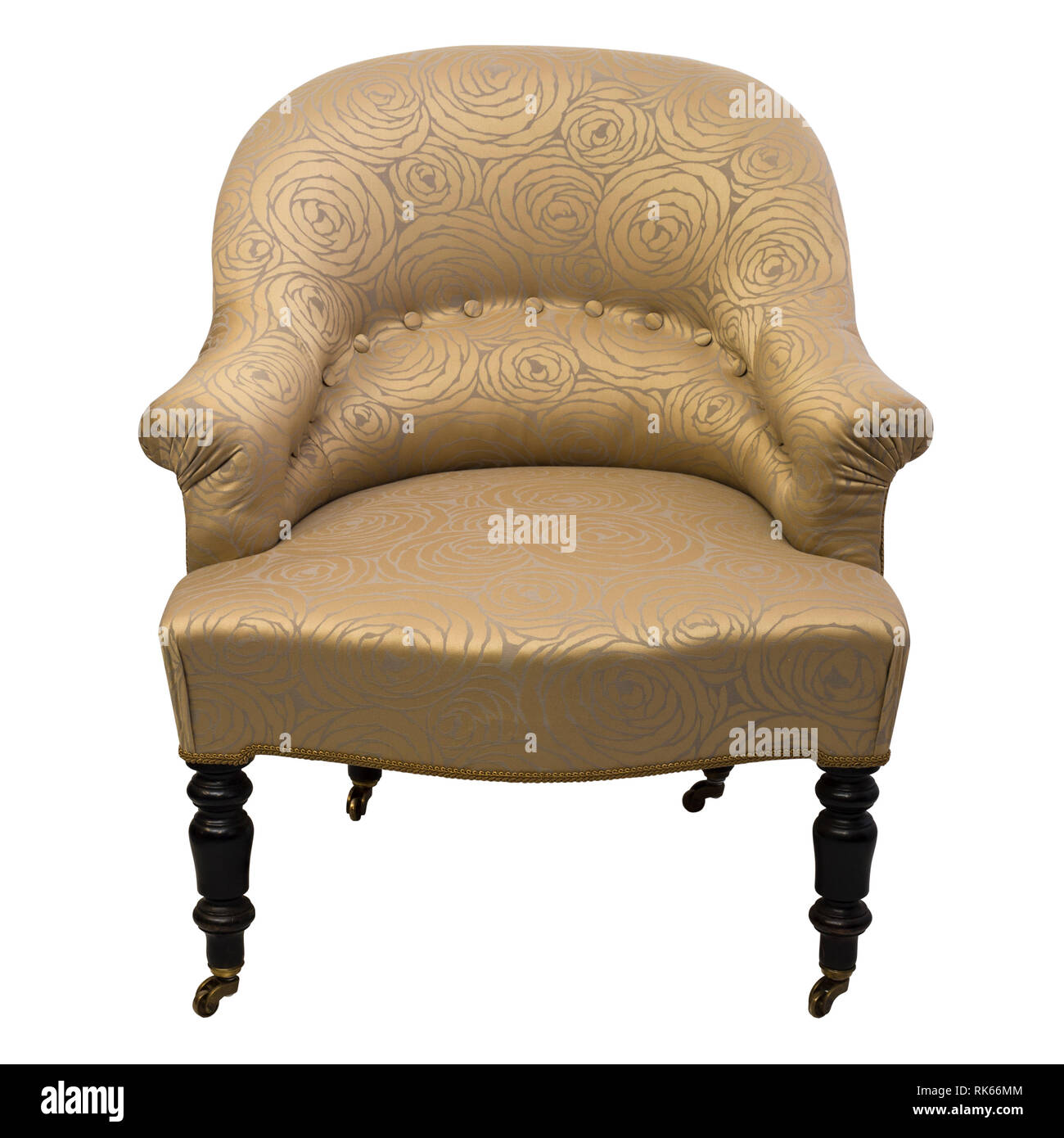 Vintage antique Chair with a white fabric isolated on white background ...