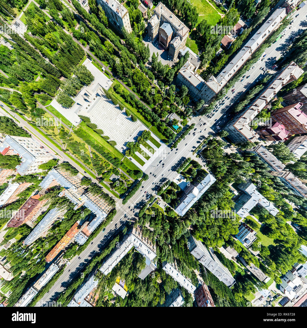 Aerial city view with roads, houses and buildings Stock Photo - Alamy