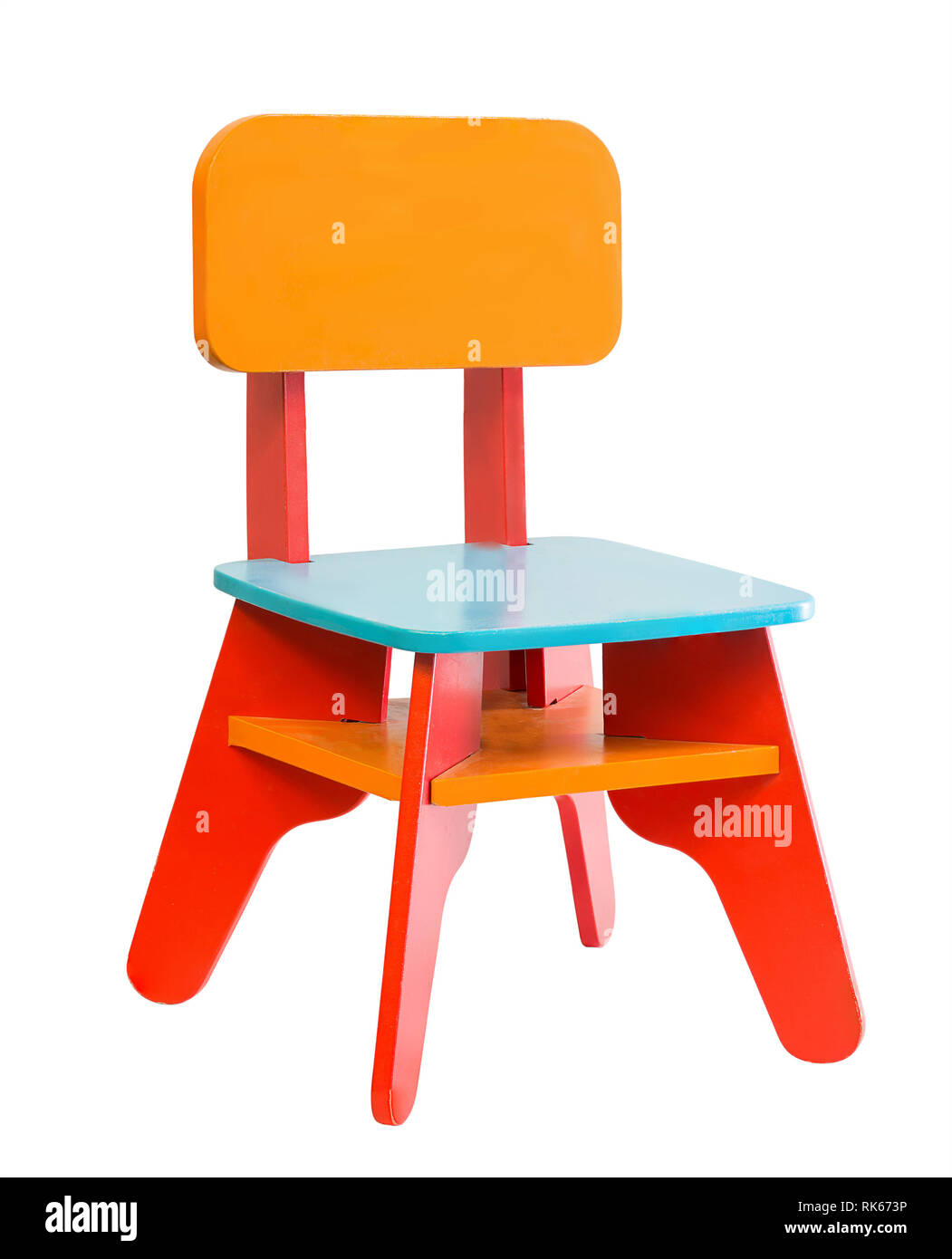 Colorful wooden kids chair isolated on white background Stock Photo - Alamy