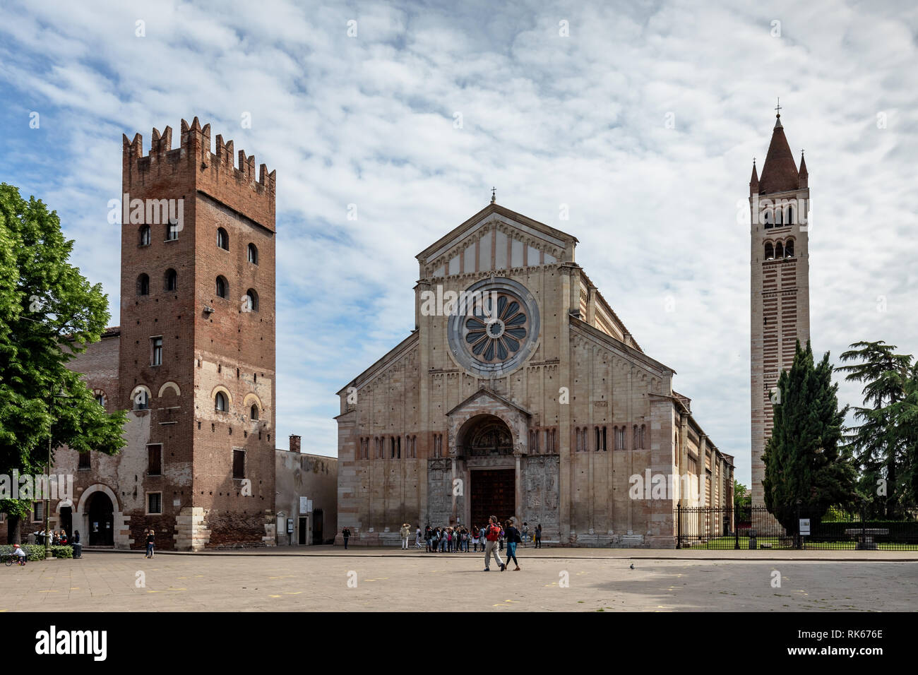 Piazza San Zeno with the Basilica di San Zeno facade (also known as San ...