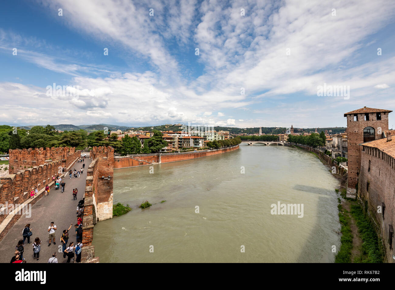 Ponte di Castelvecchio (Scaliger Bridge), a fortified bridge in Verona ...