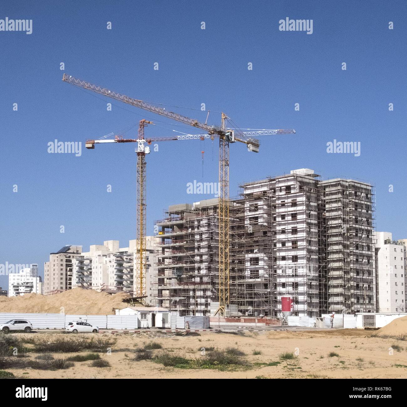 Building yard of Housing construction of houses in a new area of the ...
