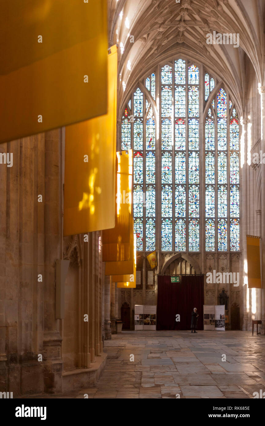Interior of Winchester Cathedral, Hampshire, England. Detail of the ...