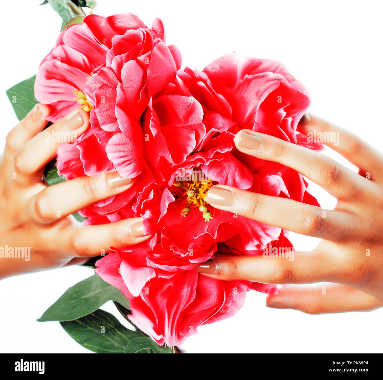 manicure pedicure people hands concept, woman fingers in shape of heart ...