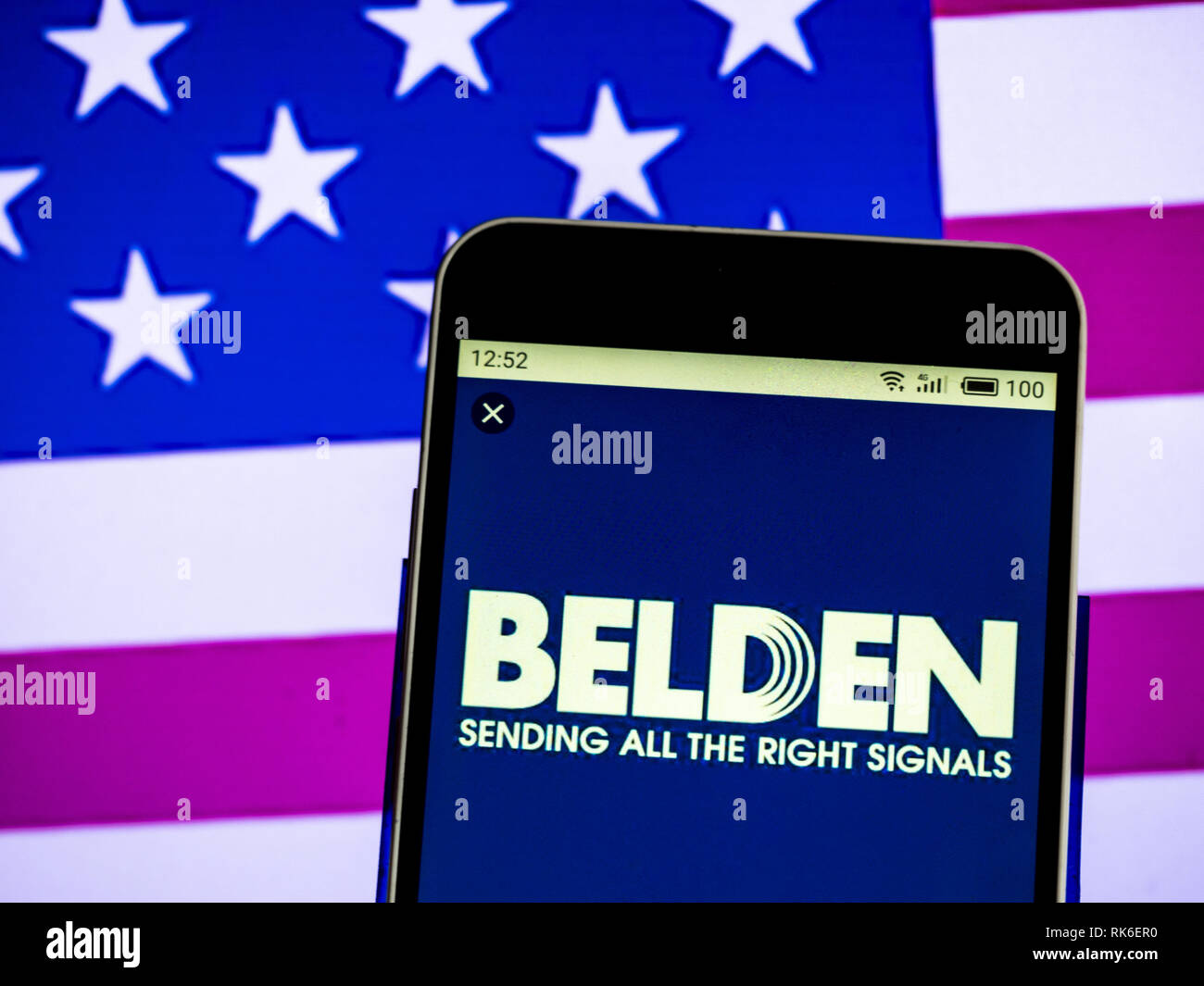 Kiev, Ukraine. 9th Feb, 2019. Belden Company logo seen displayed on a ...