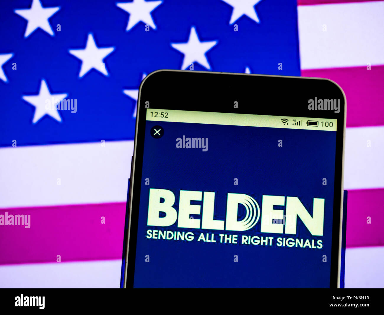 Belden Company logo seen displayed on a smart phone Stock Photo - Alamy