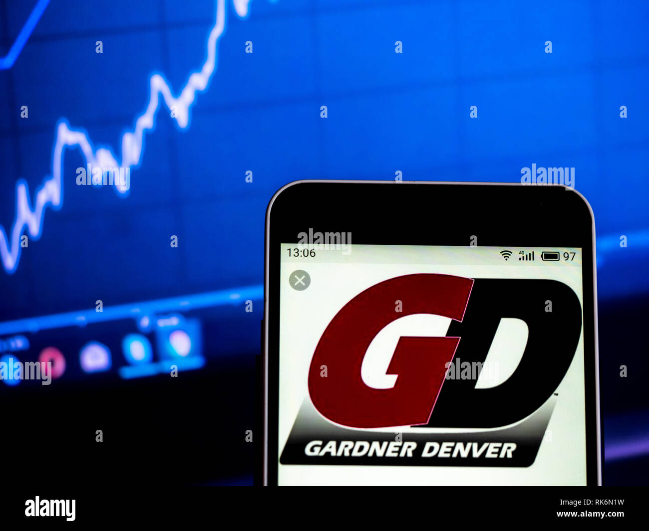 Gardner Denver Company logo seen displayed on a smart phone Stock Photo ...