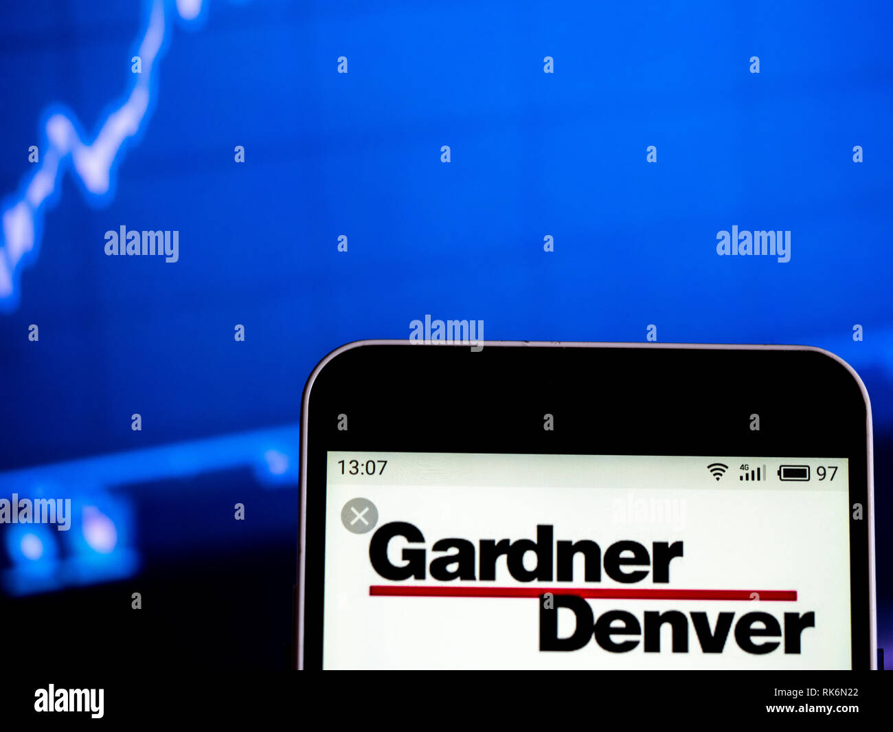 Gardner Denver Company logo seen displayed on a smart phone Stock Photo ...