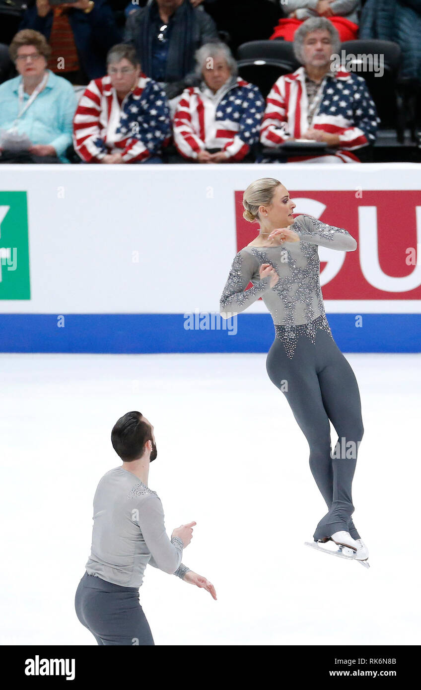 Anaheim, USA. 9th Feb, 2019. Ashley Cain (R) and Timothy Leduc of the ...