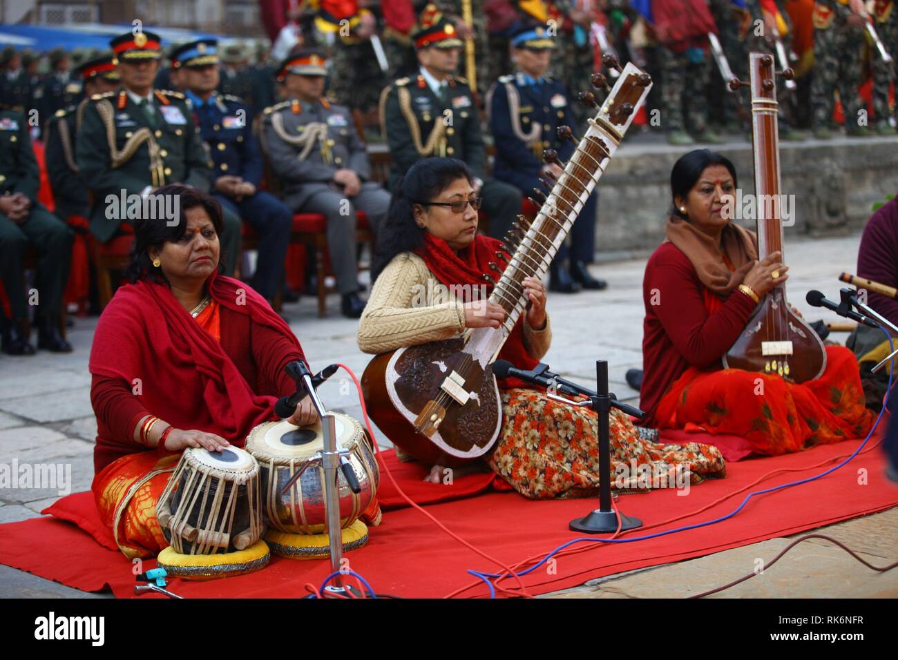 Kathmandu, Nepal. 10th Feb, 2019. Artists perform during a program organized on the occasion of ...