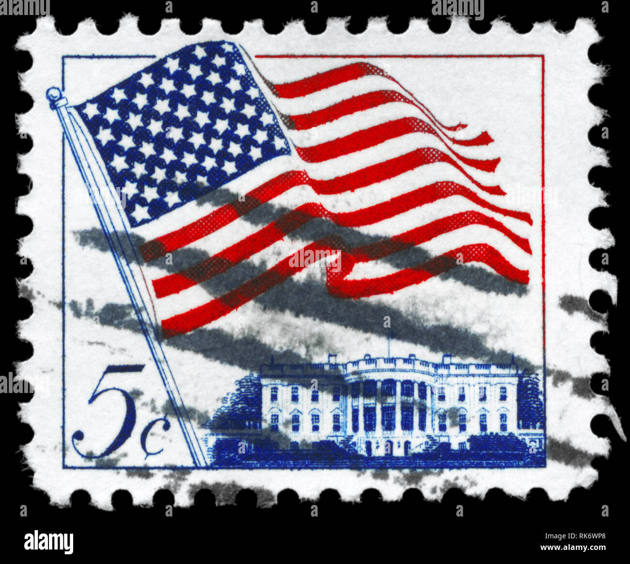USA - CIRCA 1963: A Stamp printed in USA shows the Flag US over White ...