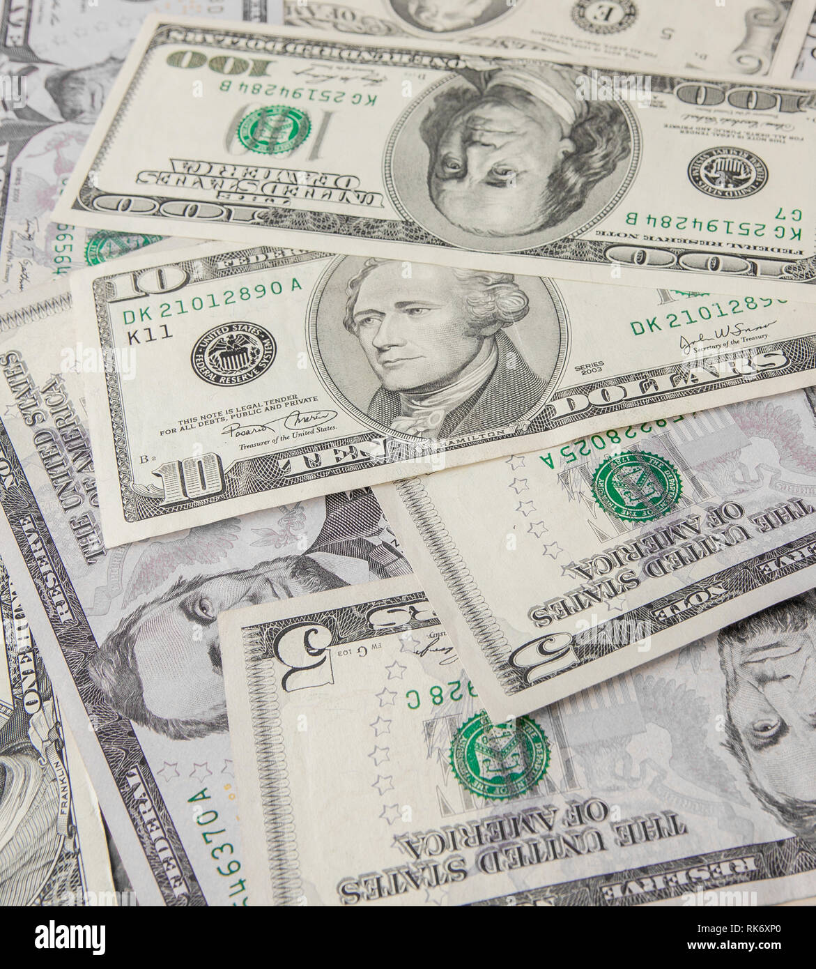 Mixed dollar, money background. Close up of dollars background Stock ...