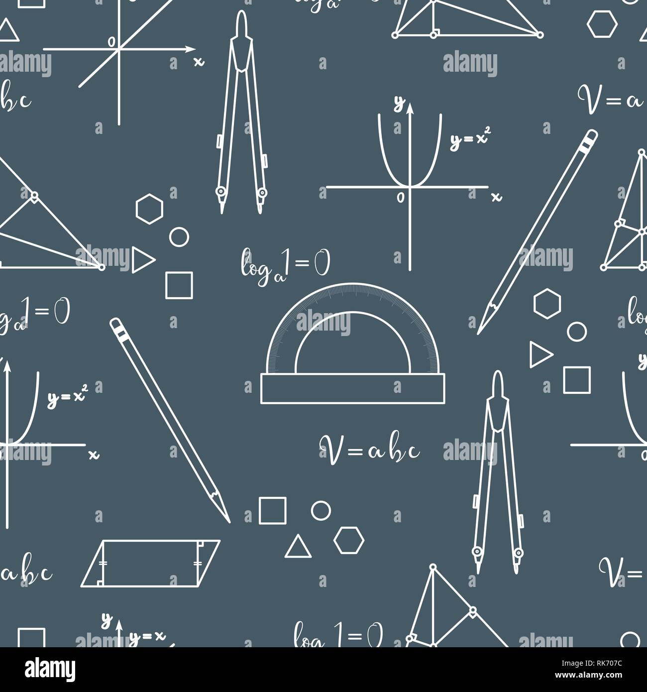 Mathematical scientific vector seamless pattern with geometry plots ...