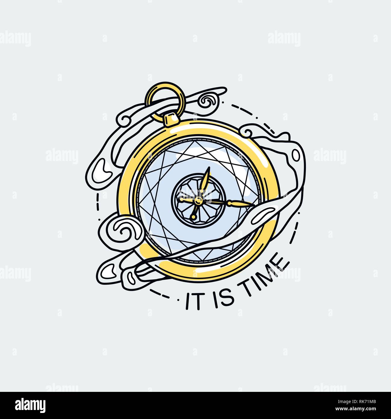 It is time. Vintage illustration of thin line clock timer icon. Vector ...
