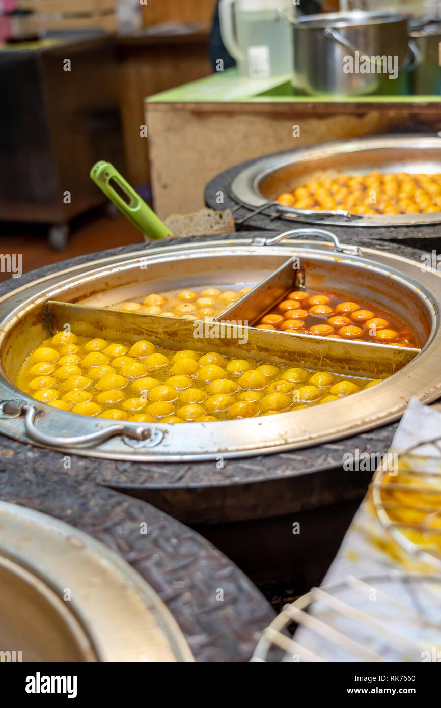 Fish ball vendor on the Jiufen (Chiufen) Old Street. Located in New ...