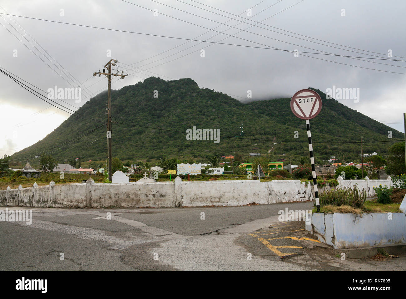 Old Vulcano on the island Sint Eustatius (Statia) in the pacifics Stock ...