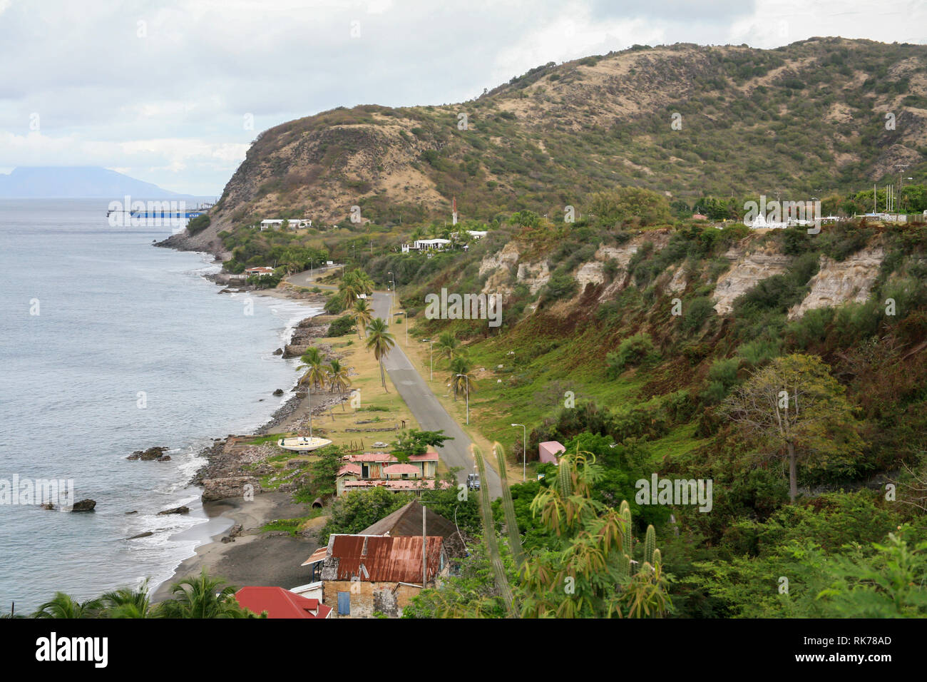 Coast line and beach on the island Sint Eustatius (Statia) in the ...