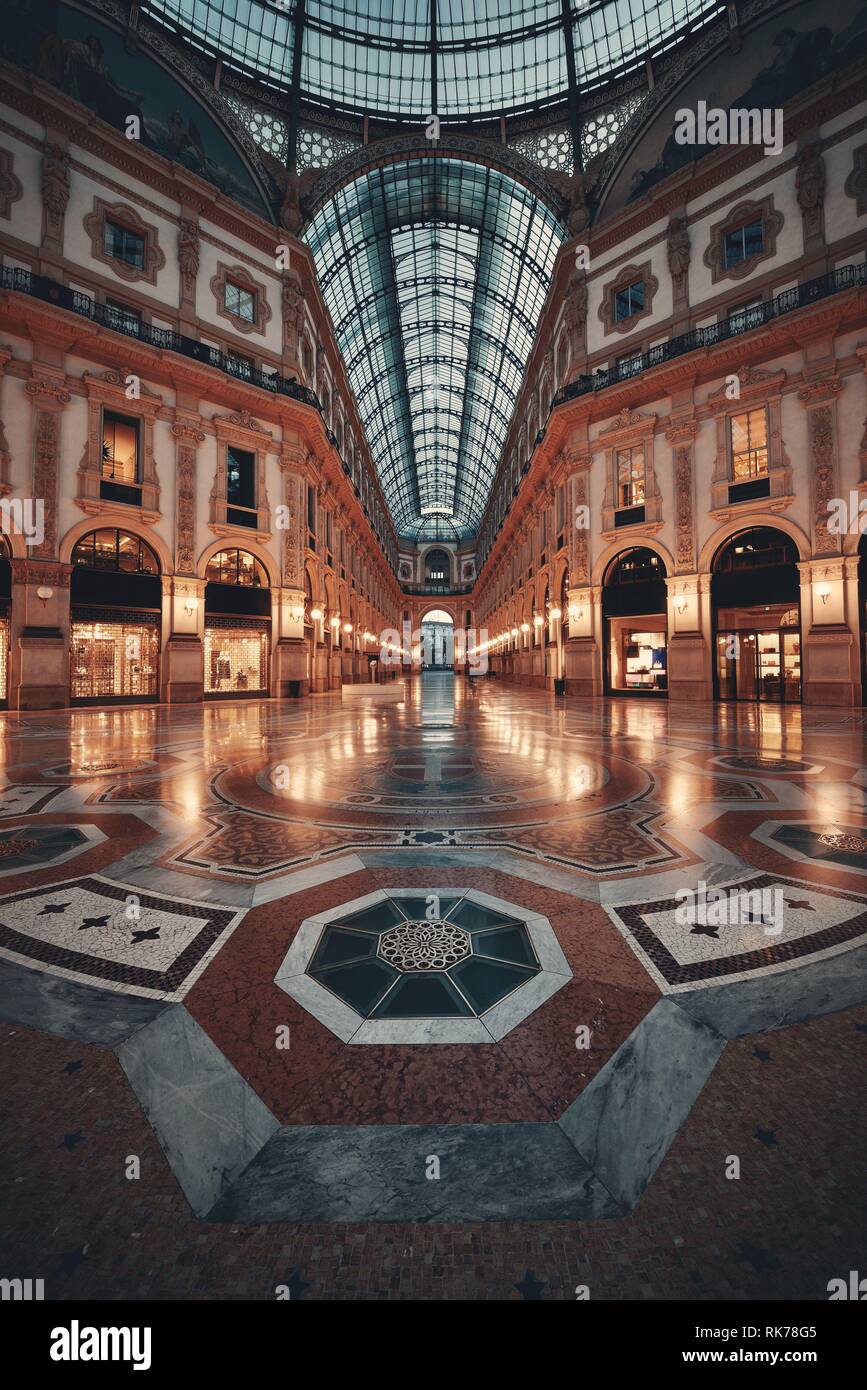 Galleria Vittorio Emanuele II shopping mall interior in Milan, Italy ...