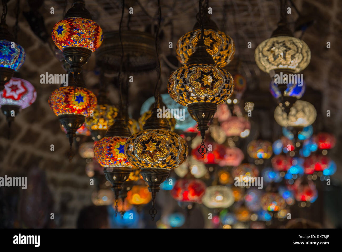 Turkish colorful mosaic lamp - oriental traditional light Stock Photo ...