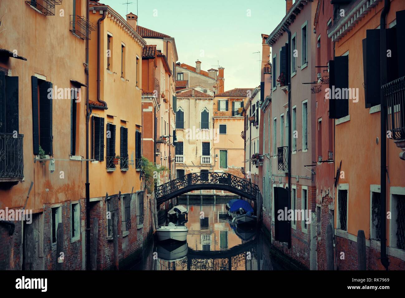 Venice canal view with historical buildings. Italy Stock Photo - Alamy