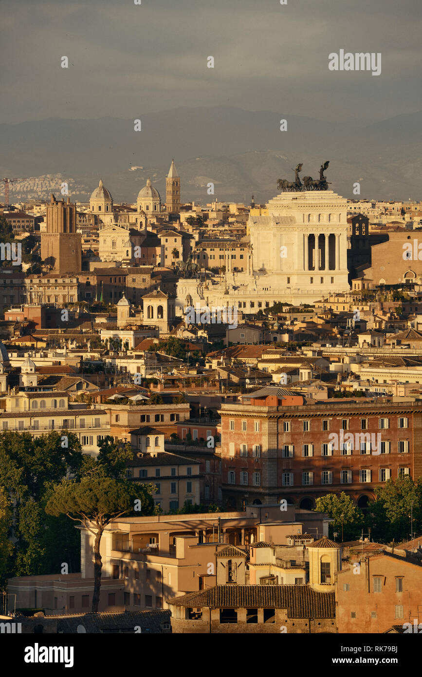 Rome rooftop view with ancient architecture in Italy Stock Photo - Alamy