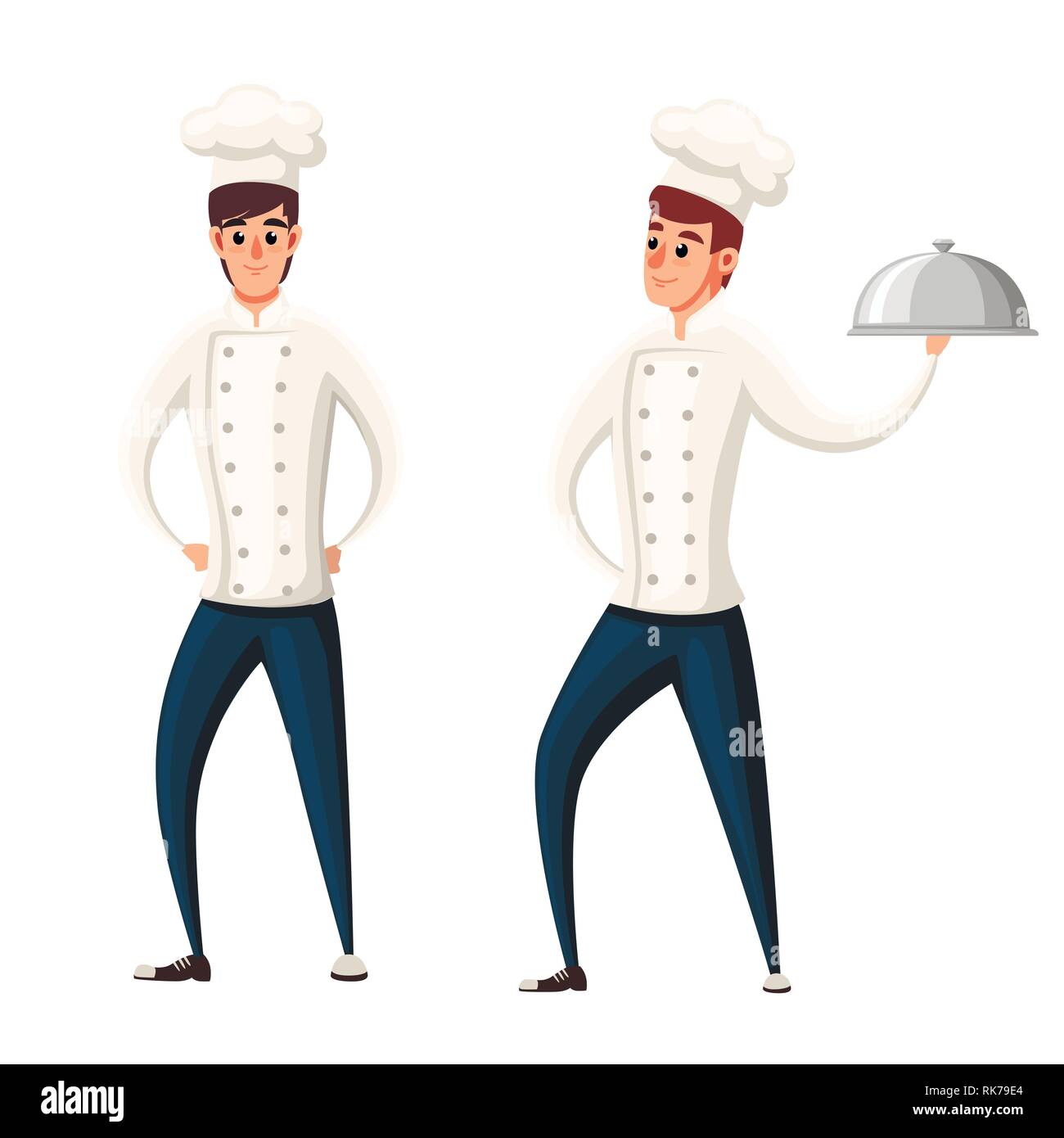 Young chef. Two men. Flat vector illustration isolated on white ...