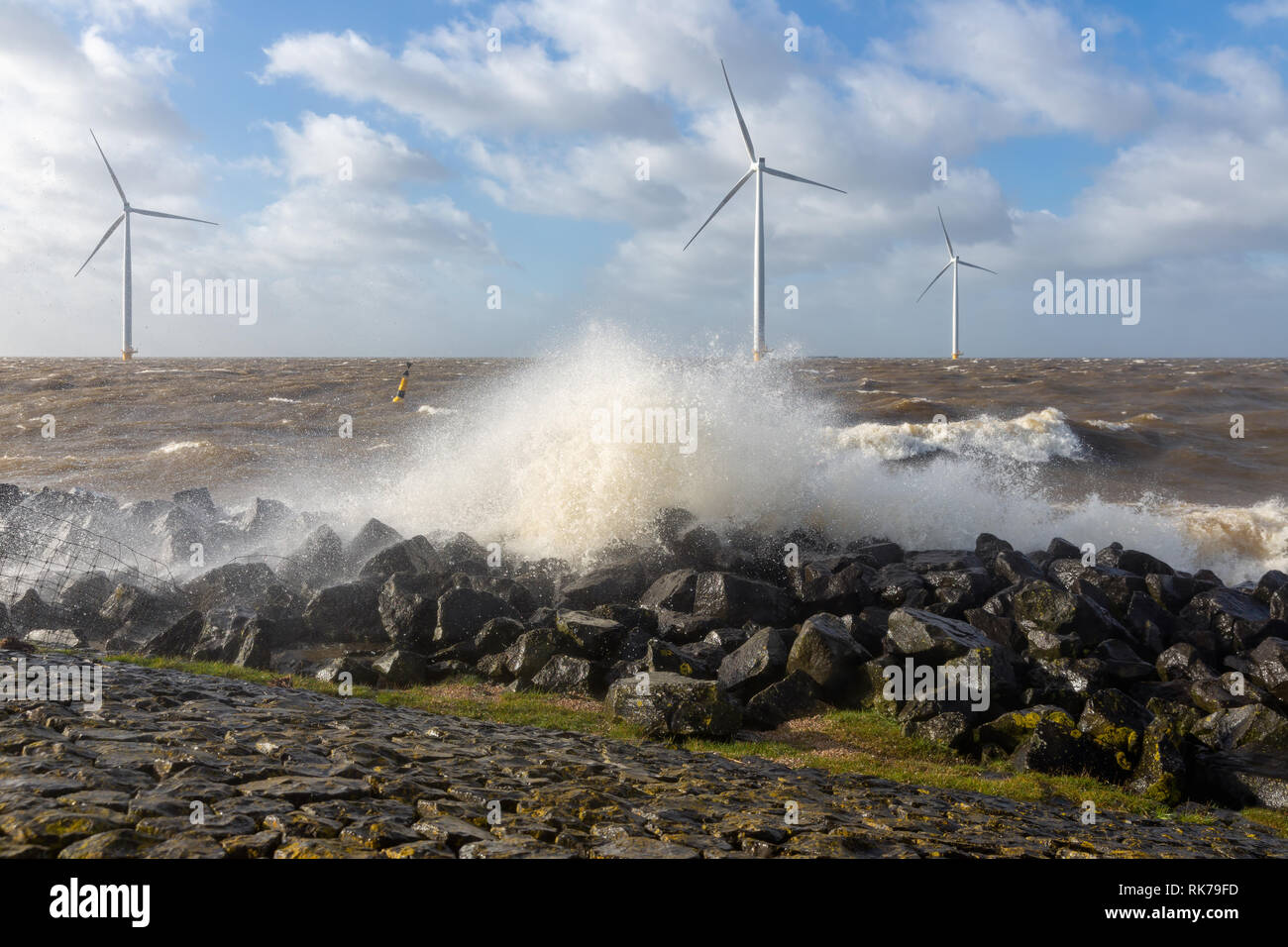 Offshore wind turbine storm wave hi-res stock photography and images ...