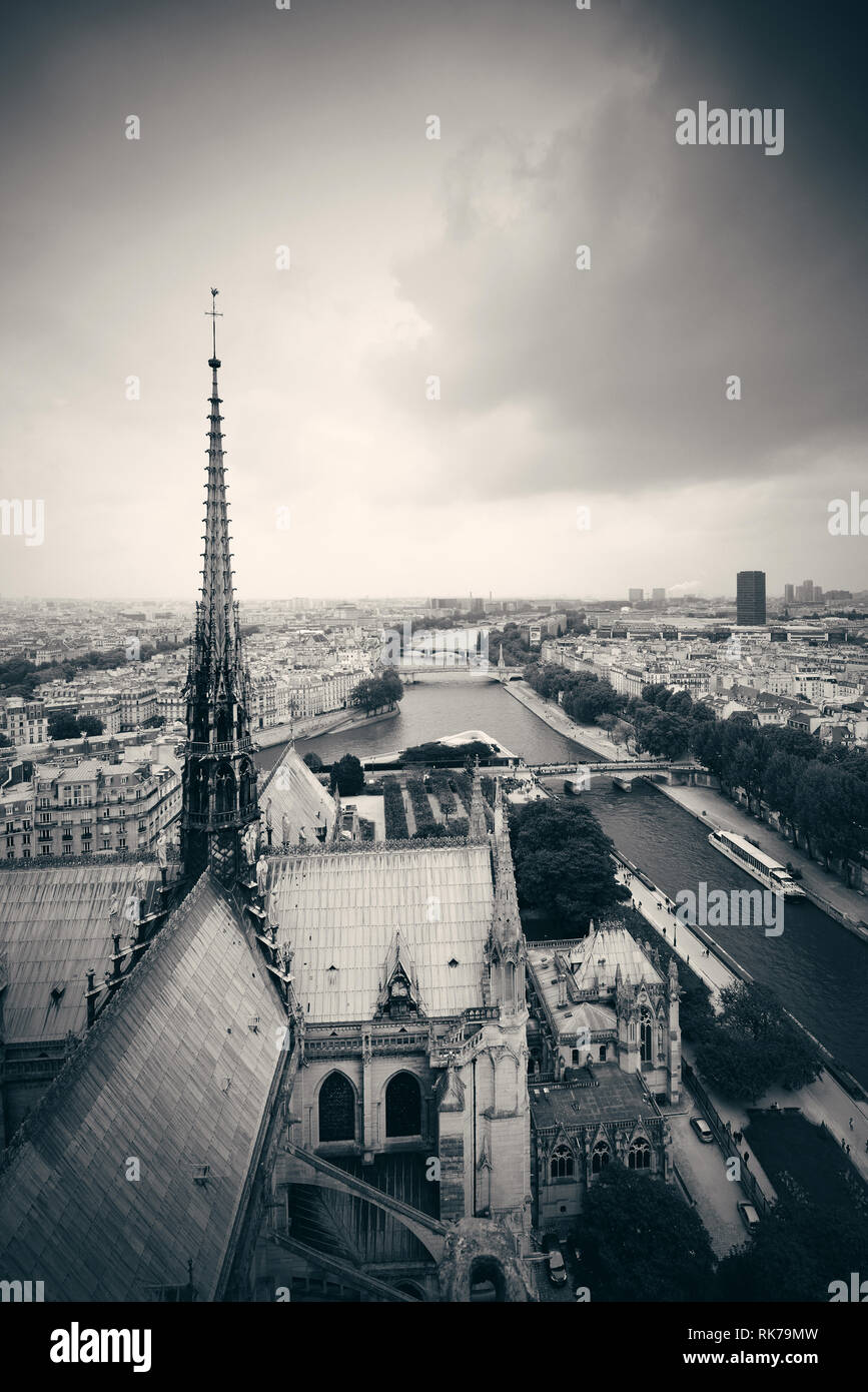 Paris rooftop view from Notre-Dame Cathedral Stock Photo - Alamy