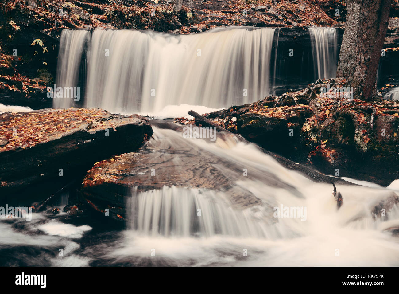 Autumn waterfalls in park with colorful foliage Stock Photo - Alamy
