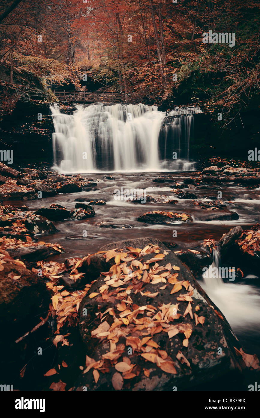 Autumn waterfalls in park with colorful foliage Stock Photo - Alamy