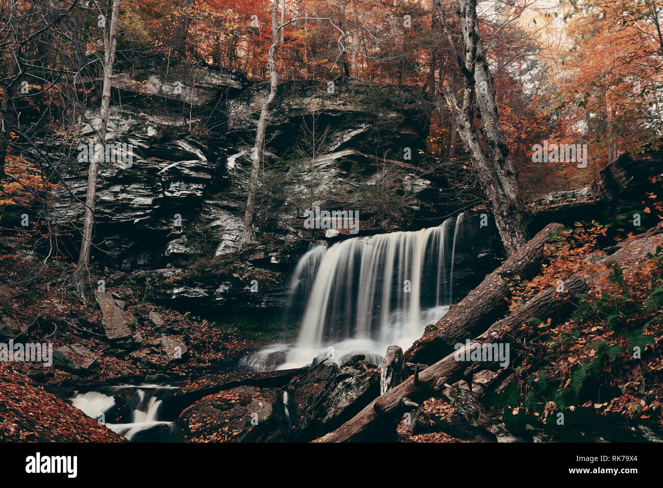 Autumn waterfalls in park with colorful foliage Stock Photo - Alamy