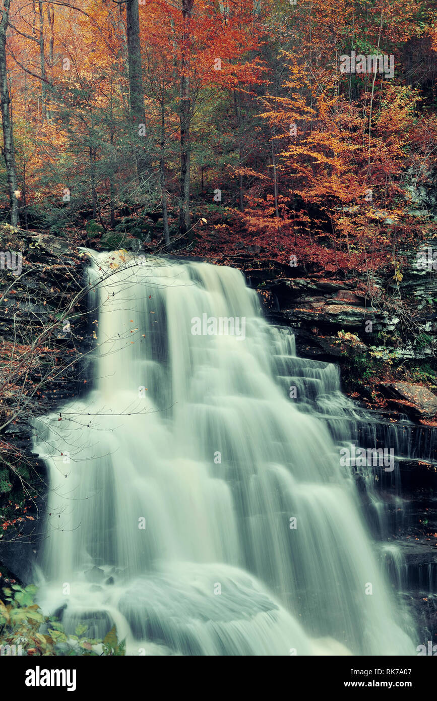 Autumn waterfalls in park with colorful foliage Stock Photo - Alamy