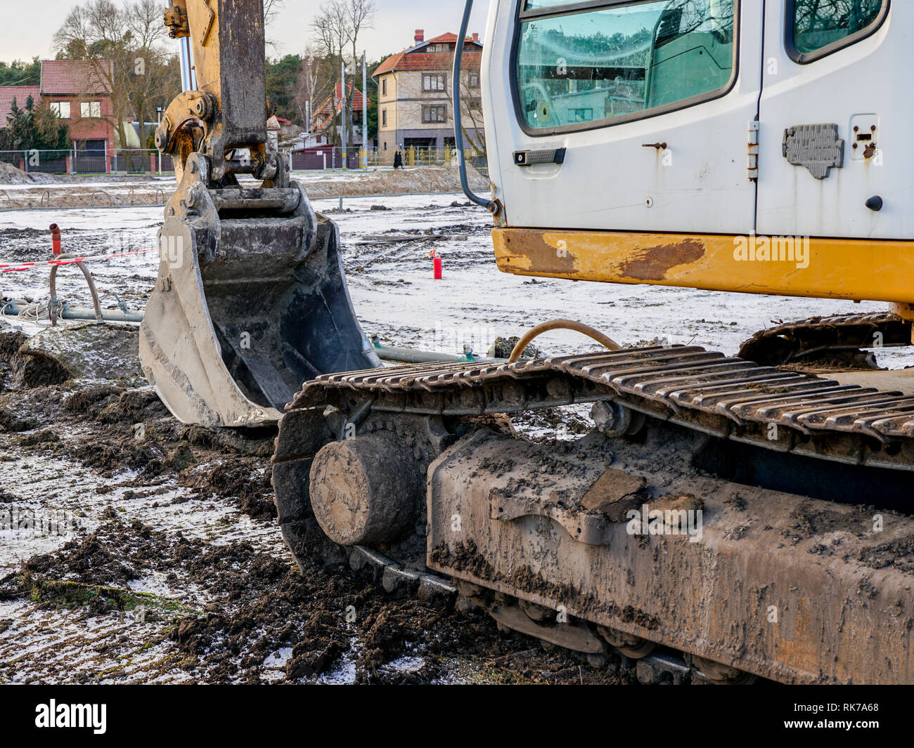Hydraulic crawler excavator on a construction site Stock Photo - Alamy