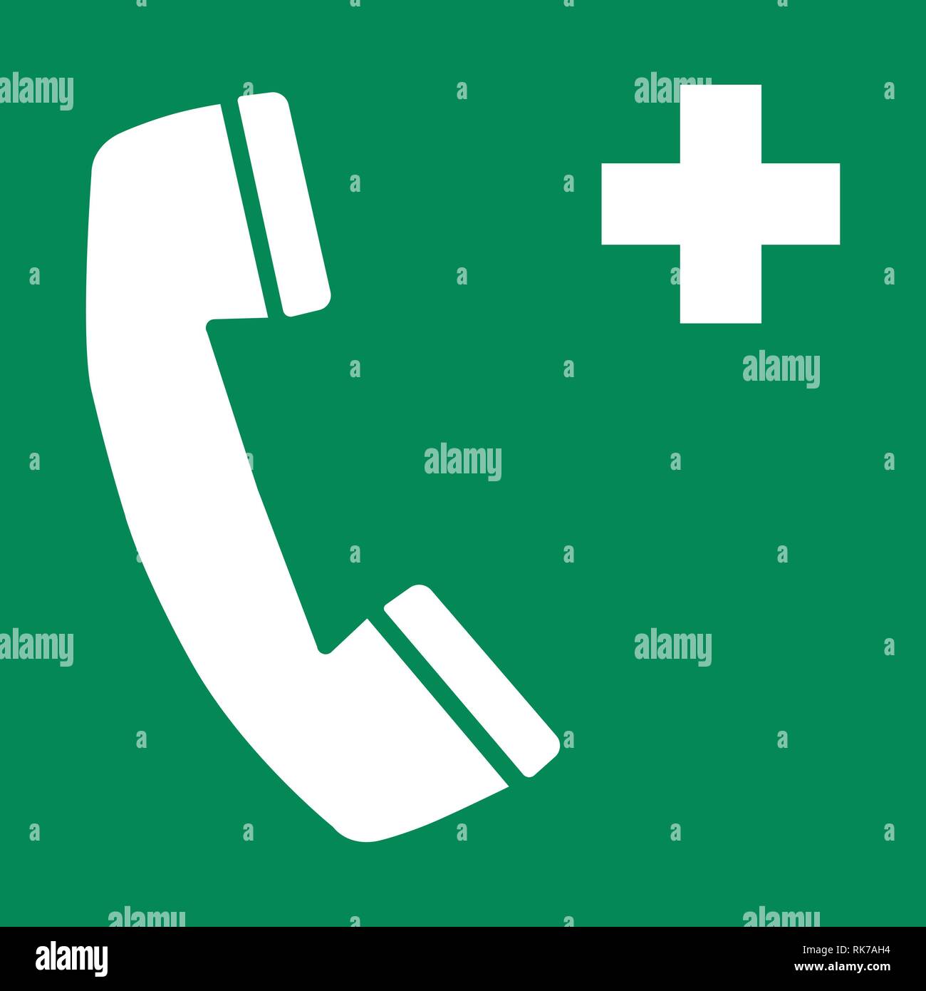 Green safe condition sign - Emergency telephone vector symbol Stock ...