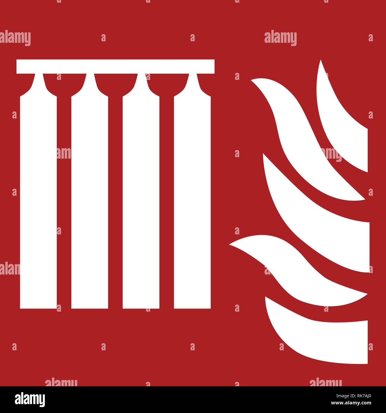 Red safety emergency sign - fixed fire extinguisher battery sign vector ...