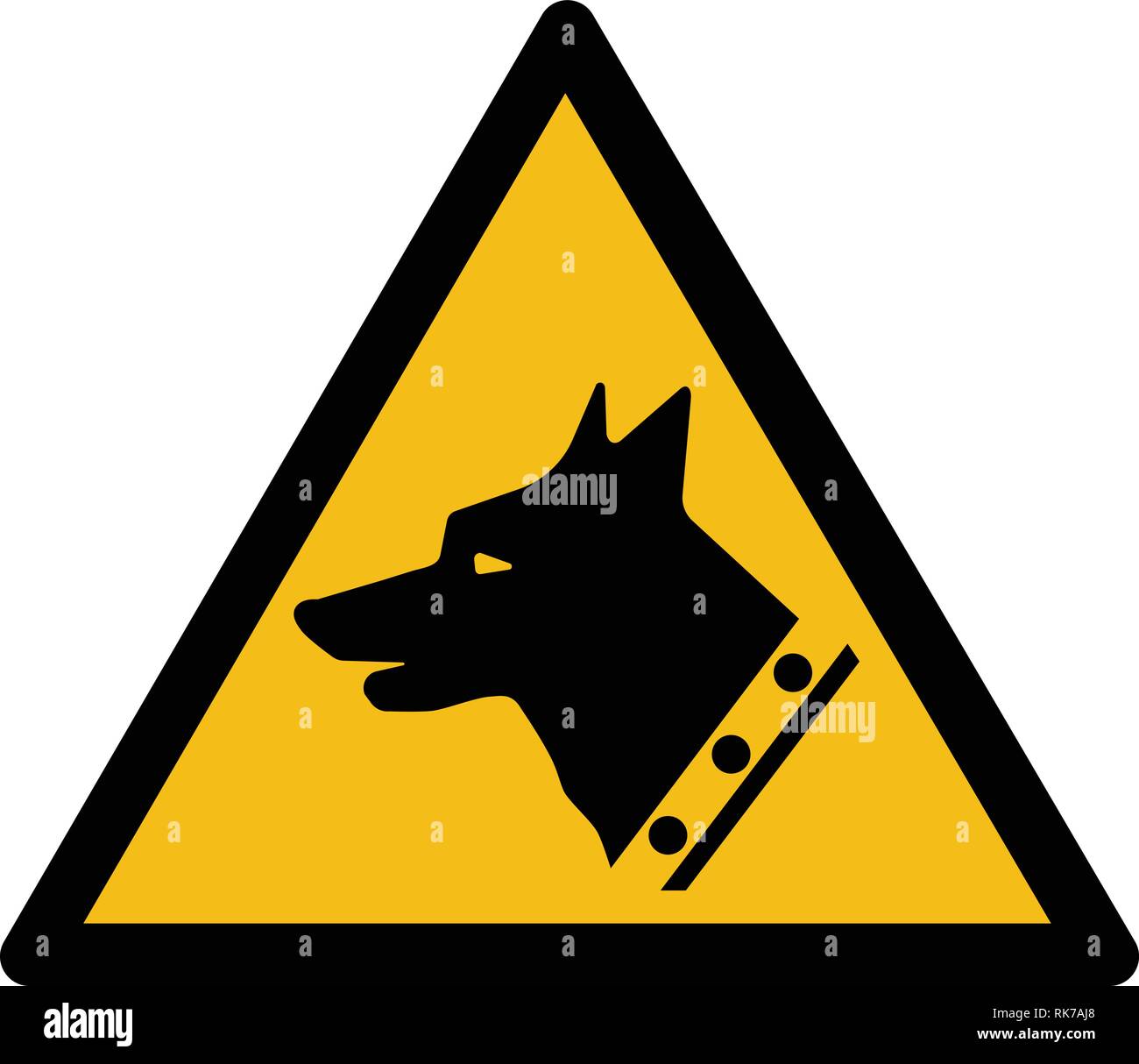 Yellow black triangle Warning Guard Dogs On Duty Sign, isolated vector ...